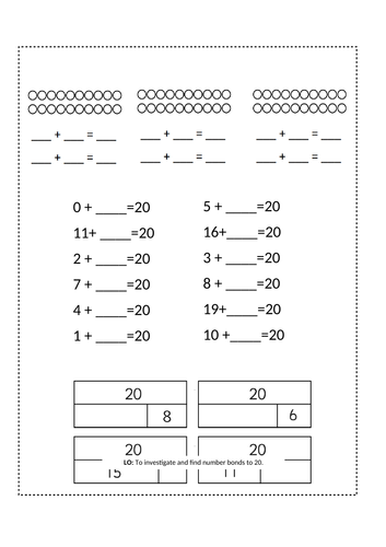 Number bonds to 20 Numicon | Teaching Resources