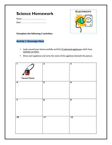 Electricity - 3 Activities | Teaching Resources