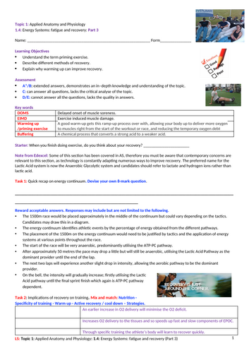 A-Level PE EDEXCEL (spec 2016) 1.4. Energy Systems: Part 3 | Teaching ...