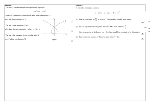 Parametric Equations Worksheet | Teaching Resources Parametric Equations Worksheet | Teaching Resources