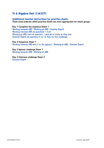 Practice Worksheets: Generate and continue linear sequences. (Year 6 ...