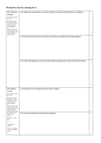 P4 Electric circuits Grade 4 Checklist AQA Physics GCSE | Teaching ... P4 Electric circuits Grade 4 Checklist AQA Physics GCSE | Teaching ...