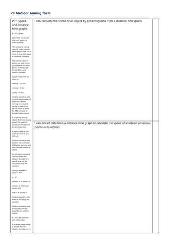P9 Motion Grade 8 Checklist AQA Physics GCSE | Teaching Resources P9 Motion Grade 8 Checklist AQA Physics GCSE | Teaching Resources