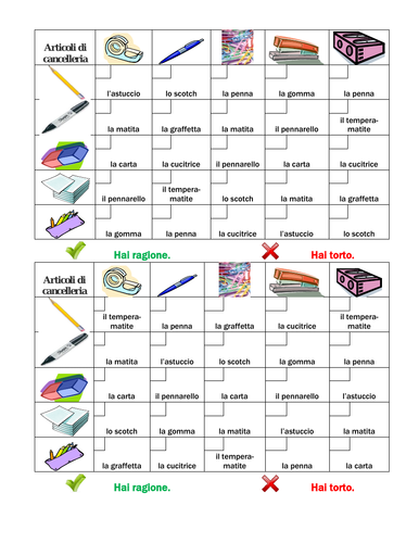 Italian Vocabulary Classroom