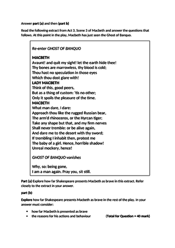 Macbeth mock exam with full model answer GCSE English Literature NEW ... Macbeth mock exam with full model answer GCSE English Literature NEW ...