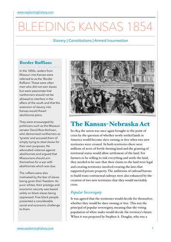Bleeding Kansas Study Guide | Teaching Resources