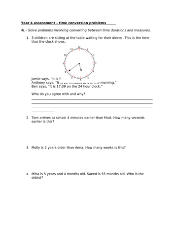 Maths Assessment - Year 4 - Time duration problem solving | Teaching ... Maths Assessment - Year 4 - Time duration problem solving | Teaching ...