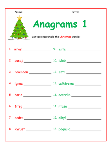 Christmas Anagrams (2 worksheets) | Teaching Resources