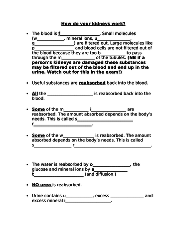 GCSE The kidney | Teaching Resources