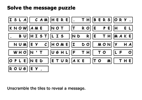 Solve the message puzzle about Ellis Isand | Teaching Resources
