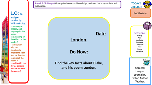 London- William Blake - EDUQAS GCSE Poetry Anthology | Teaching Resources