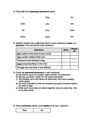 Pronouns (personal, possessive and relative) | Teaching Resources