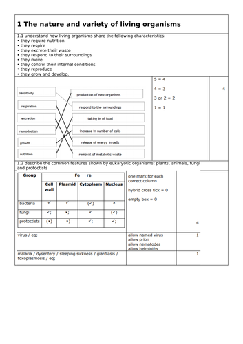 9-1 Edexcel IGCSE Biology Specification Questions Part 1 | Teaching ...