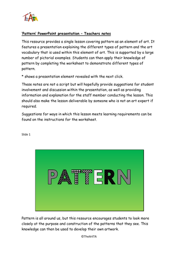 Elements of Art - Pattern | Teaching Resources