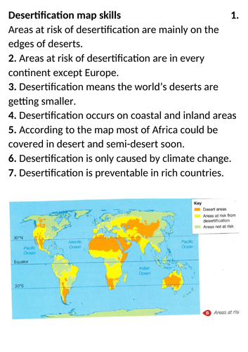 Desertification lesson resources, progress checks etc, 9-1 gcse Living ...