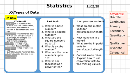 Statistics - Types of Data | Teaching Resources