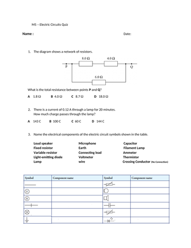 Ohm's Law Quiz | Teaching Resources