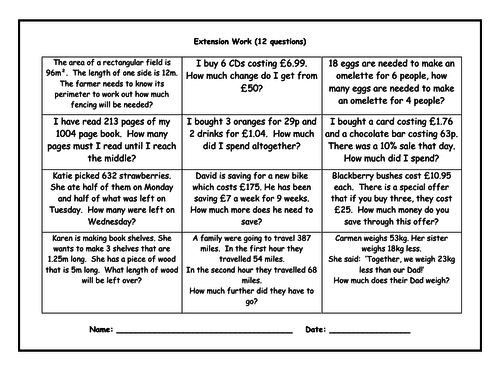 Maths Word Problems (7 - 11 years) | Teaching Resources