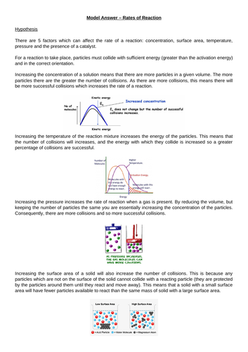 Rates of Reaction model answer AQA 9-1 | Teaching Resources