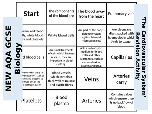 New Aqa Gcse Biology The Cardiovascular System Dominoes Revision