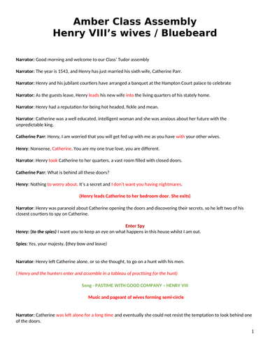 Henry VIII and his wives assembly script | Teaching Resources