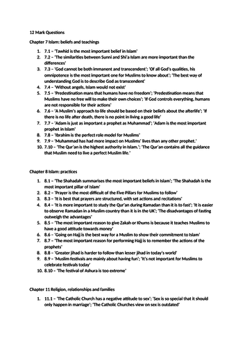 AQA B GCSE - 12 Mark Questions | Teaching Resources AQA B GCSE - 12 Mark Questions | Teaching Resources