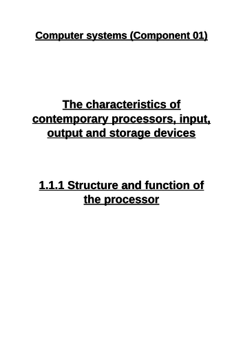 Ocr A Level Computer Science H446 Component 01 Section 1 1 Teaching Resources