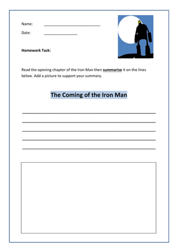 Iron Man - Summarise each chapter (writing task) | Teaching Resources