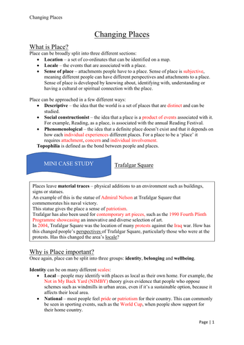 AQA A Level Geography - Changing Places | Teaching Resources AQA A Level Geography - Changing Places | Teaching Resources