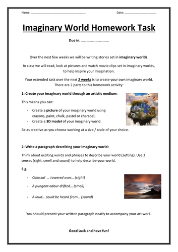 Imaginary Worlds - Homework Project & Presentation Task | Teaching ...