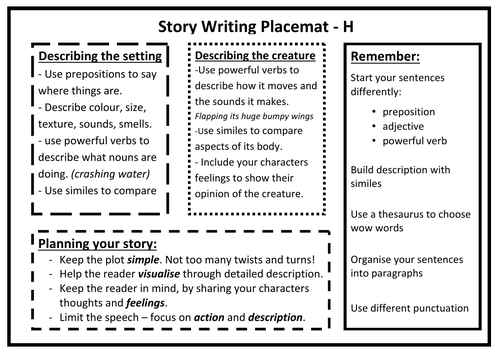 Story Writing Placemat (3 differentiated placemats) | Teaching Resources
