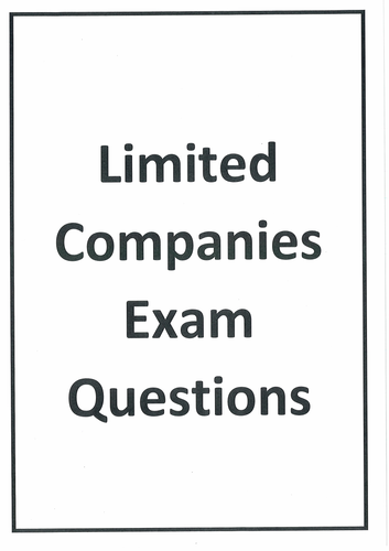 Exam Style Question on Limited Company Accounts (AQA) | Teaching Resources