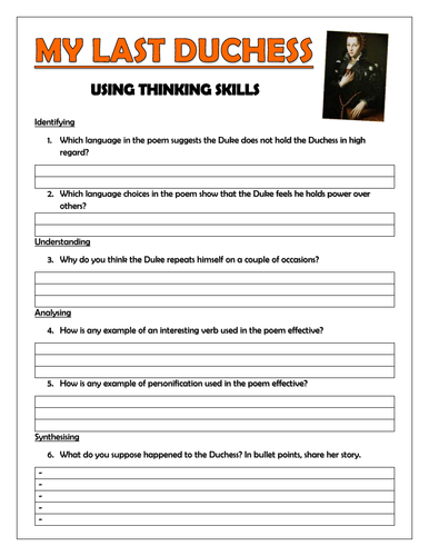 My Last Duchess - Robert Browning | Teaching Resources