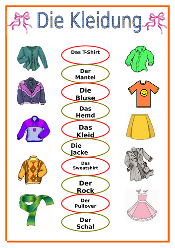Primary German resources: clothes and fashion