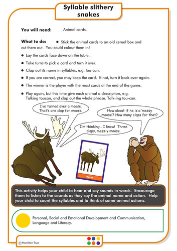 Syllable slithery snakes (English Homework - Early Years) | Teaching ...