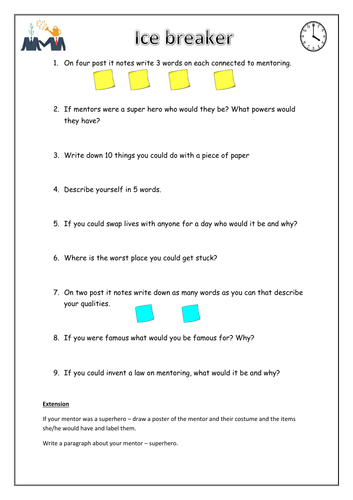 Mentoring icebreaker excellent | Teaching Resources