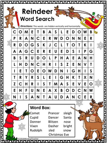 Reindeer Word Search - Easy | Teaching Resources