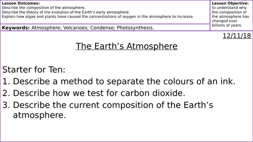 The Earth's Early Atmosphere | Teaching Resources