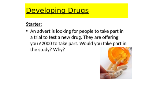 Discovering and Developing Drugs | Teaching Resources