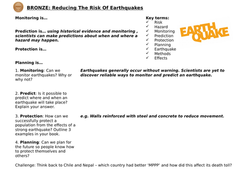 Reducing the effects of natural hazards: earthquakes - differentiated ...
