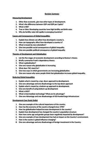Development Dynamics Revision Summary | Teaching Resources Development Dynamics Revision Summary | Teaching Resources