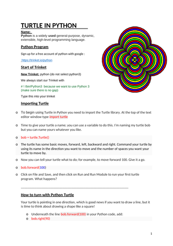 Using Turtle in Python to Make Geometric Designs | Teaching Resources