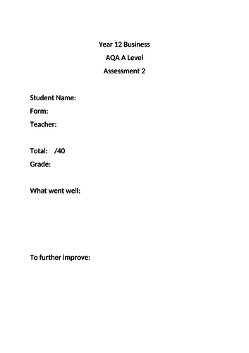 Year 12 Assessment | Teaching Resources