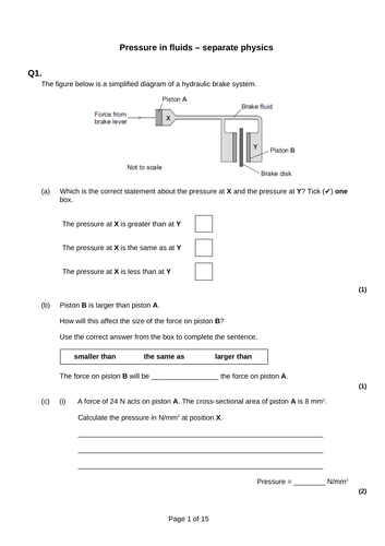 GCSE Physics Revision - Forces and pressure in fluids | Teaching Resources