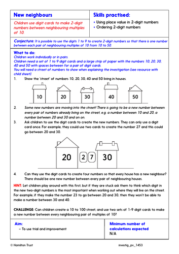 Order 2-digit numbers using place value; say 10 more/less - Problem ...