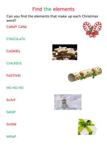 Christmas Chemistry - Find the elements | Teaching Resources