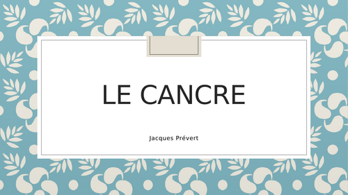 Le cancre - Jacques Prévert | Teaching Resources