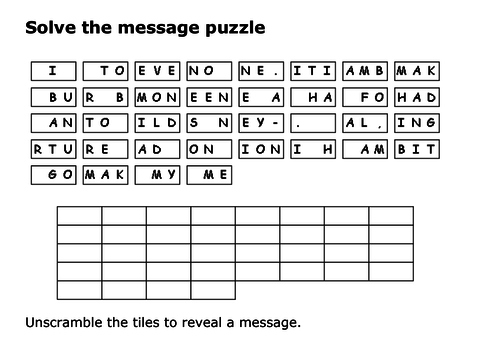 Solve the message puzzle from John D Rockefeller | Teaching Resources