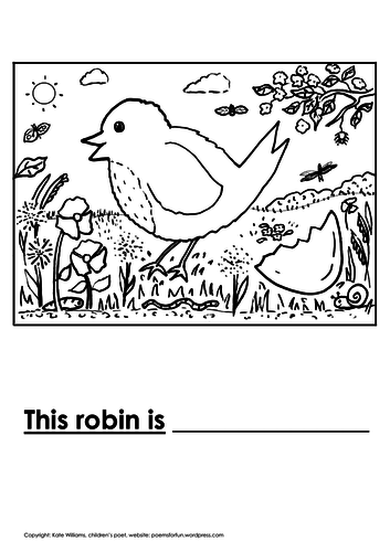 Robin Writing + Colouring Sheet - 1 line | Teaching Resources