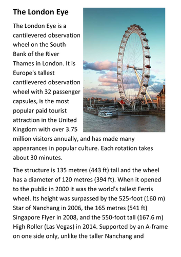 The London Eye Handout | Teaching Resources
